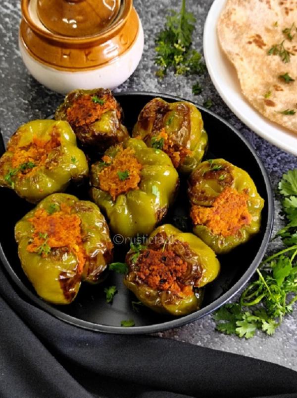 Bharli Shimla Mirch | Stuffed Capsicum With Besan | Bharwa Shimla Mirch ...
